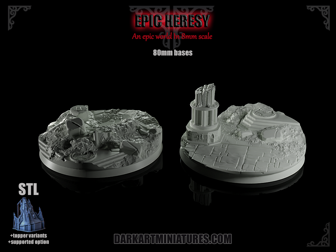 Epic Heresy - 80mm Round 6-8mm scale base toppers – Metal Oak Casting ...